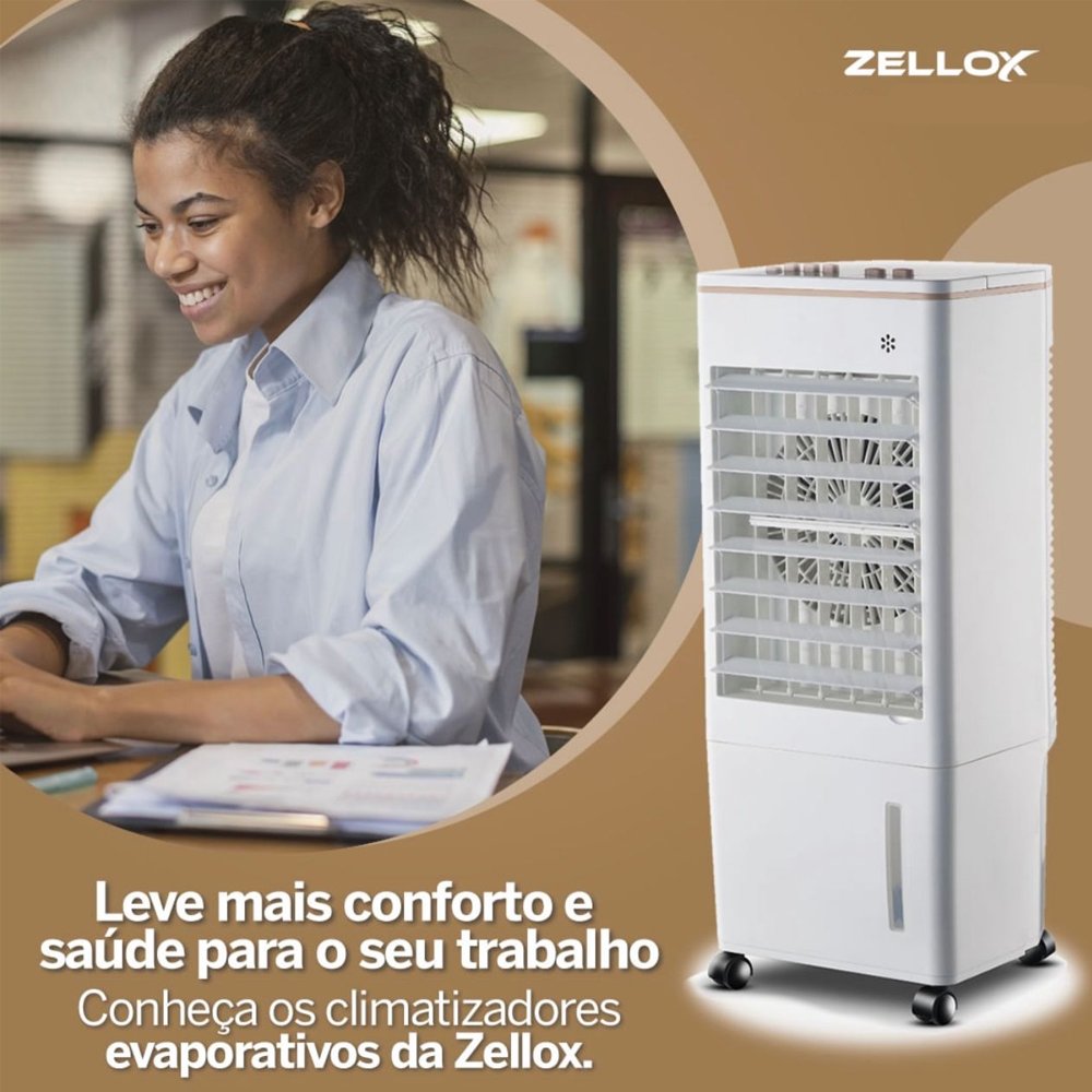 Climatizador de Ar Portátil Umidificador 8 Litros 4 Funções 65w Zellox ...