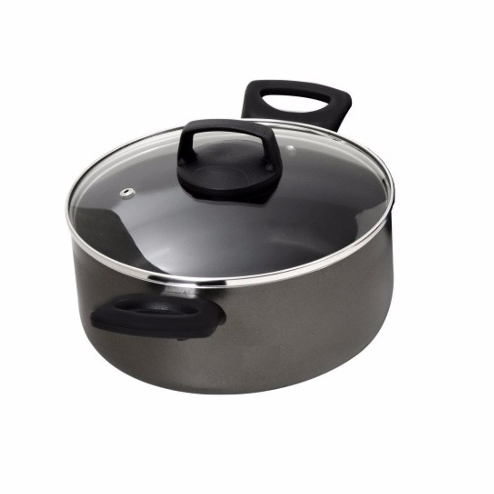 Panela Teflon Antiaderente Cinza Com Tampa De Vidro N 20 | MadeiraMadeira