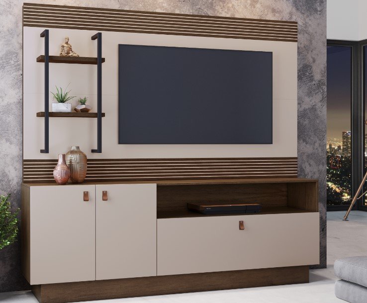 Estante Home para TV até 65 Polegadas Soberano JCM Móveis Café/Off ...