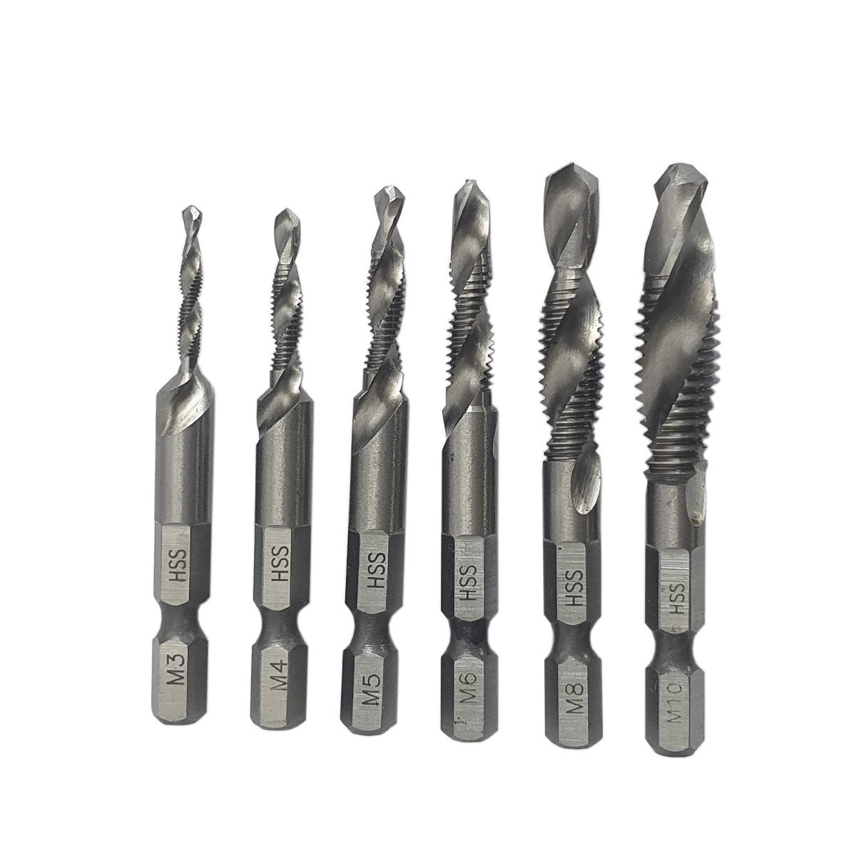 Jogo de Broca Macho HSS Encaixe 1/4 M3 M4 M5 M6 M8 M10 Vaz | MadeiraMadeira