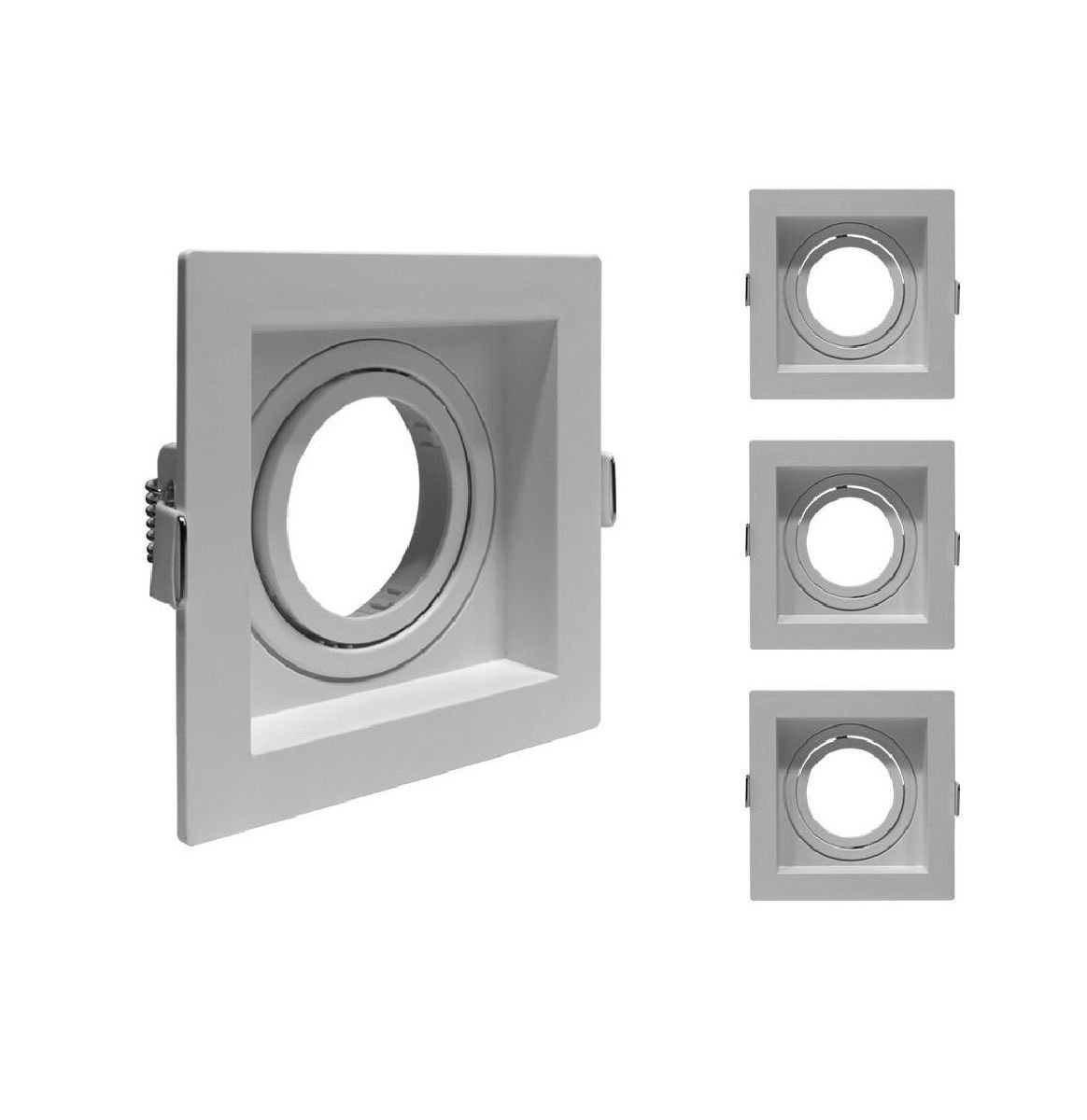 Kit Spot de Embutir Par20 Quadrado Orientável Face Recuada Branco MOON 1061056 Par20 8 EMBUTIDOS ...