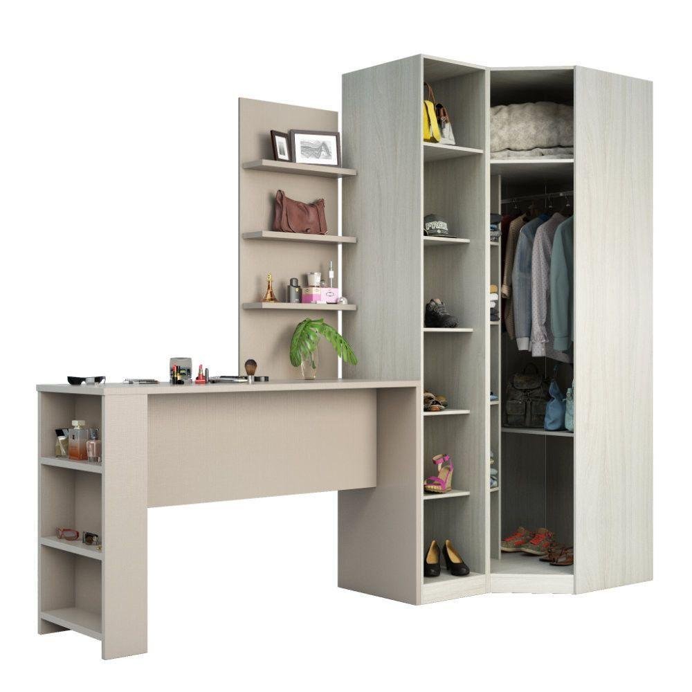 Guarda Roupa Prateleiras E Bancada Com Painel Crema Com Connect ...
