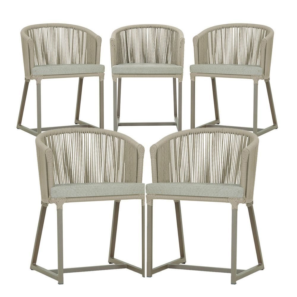 5 Cadeiras de Jantar Área Noronha em Alumínio com Pintura Fendi Corda ...