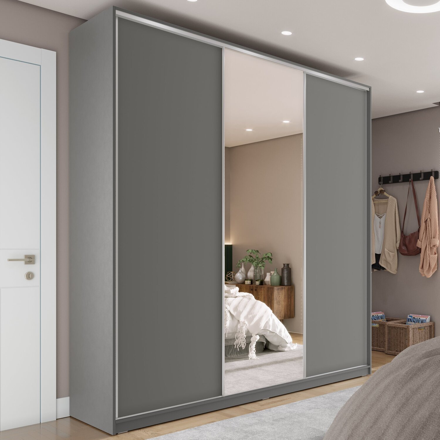 Guarda-roupa Casal 100% Mdf Bp com 3 Portas e 1 Espelho Zermatt ...