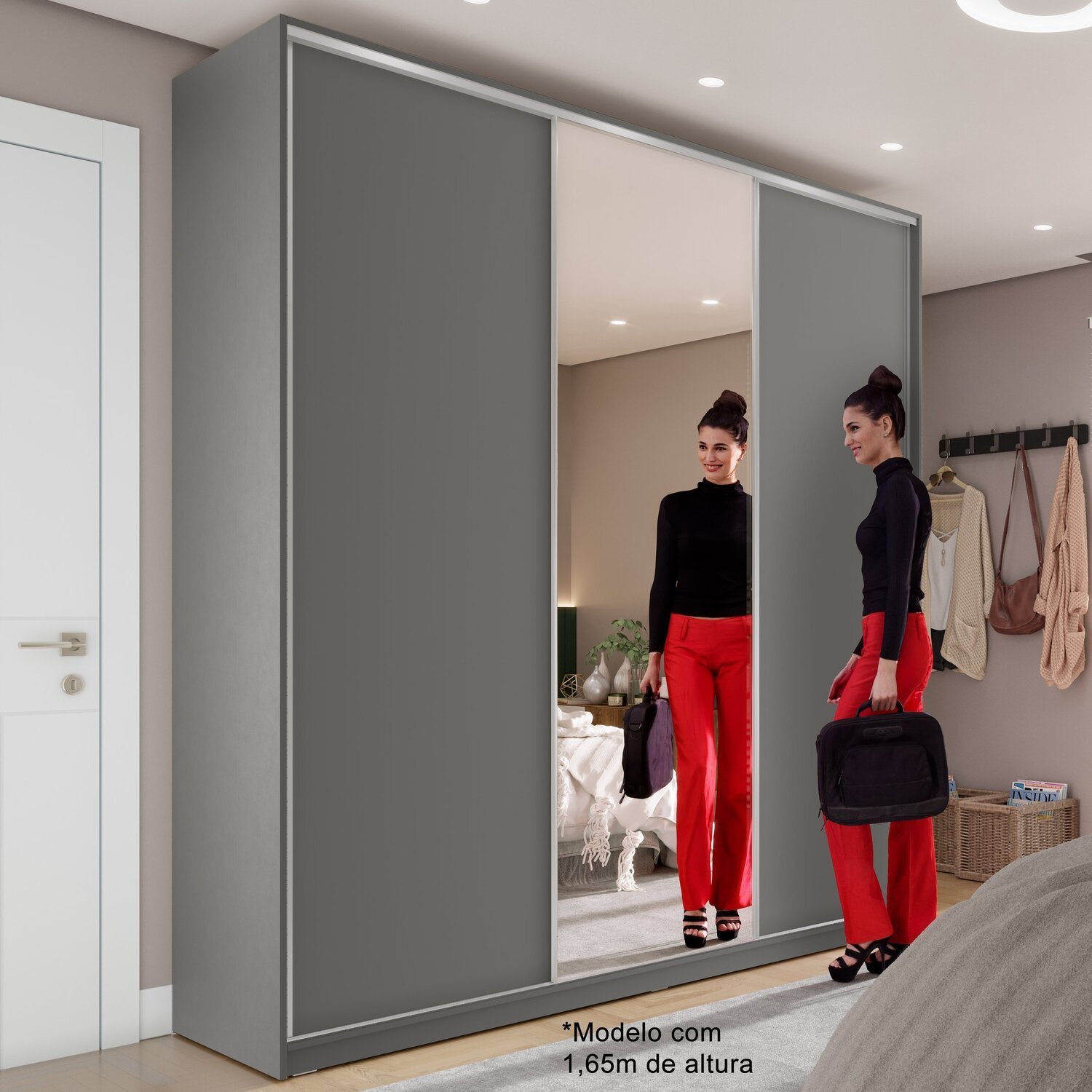 Guarda-roupa Casal 100% Mdf Bp com 3 Portas e 1 Espelho Zermatt ...