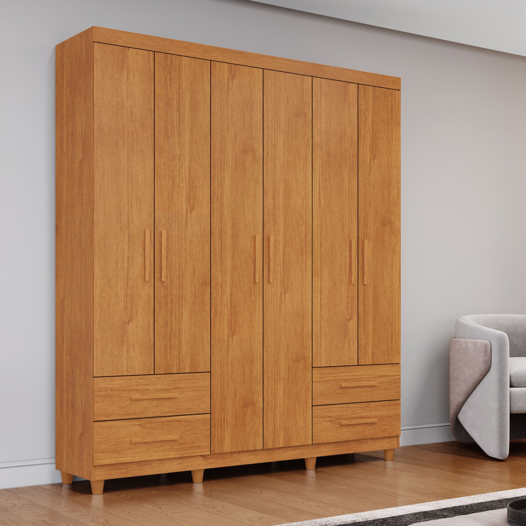 Guarda Roupa Casal 6 Portas 4 Gavetas Califórnia | MadeiraMadeira