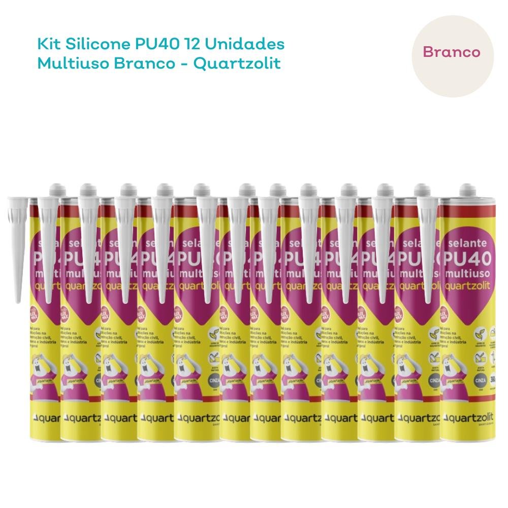 Kit Silicone Pu40 12 Unidades Multiuso Branco - Quartzolit | MadeiraMadeira