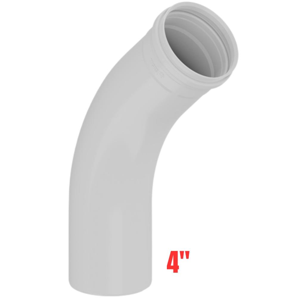 Curva de 45° Graus Longa Pvc Branca para Canos de Água de Esgoto de 4” Polegadas Dn 100mm Tigre ...