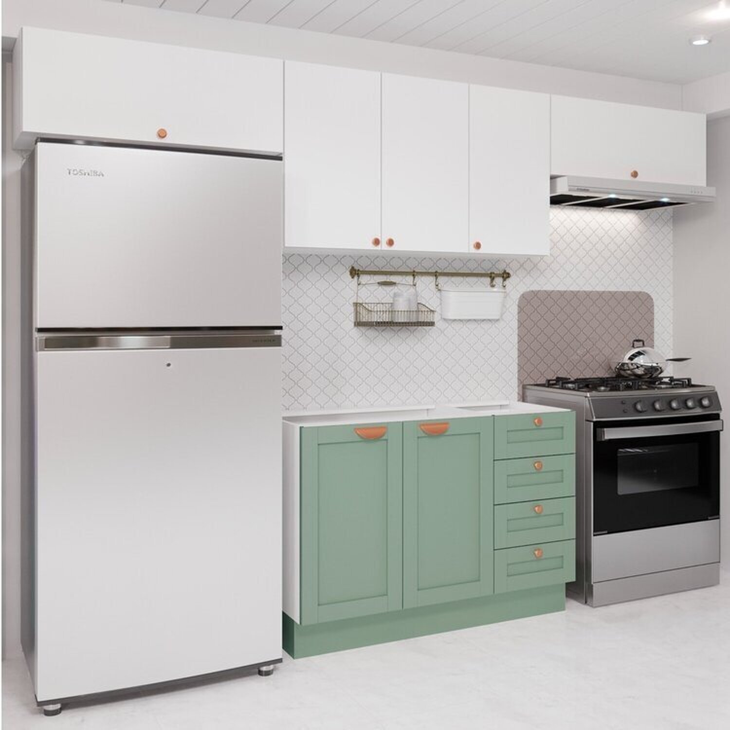 Cozinha Modulada 4 Peças 3 Aéreos 1 Balcão Arizona Cabecasa ...