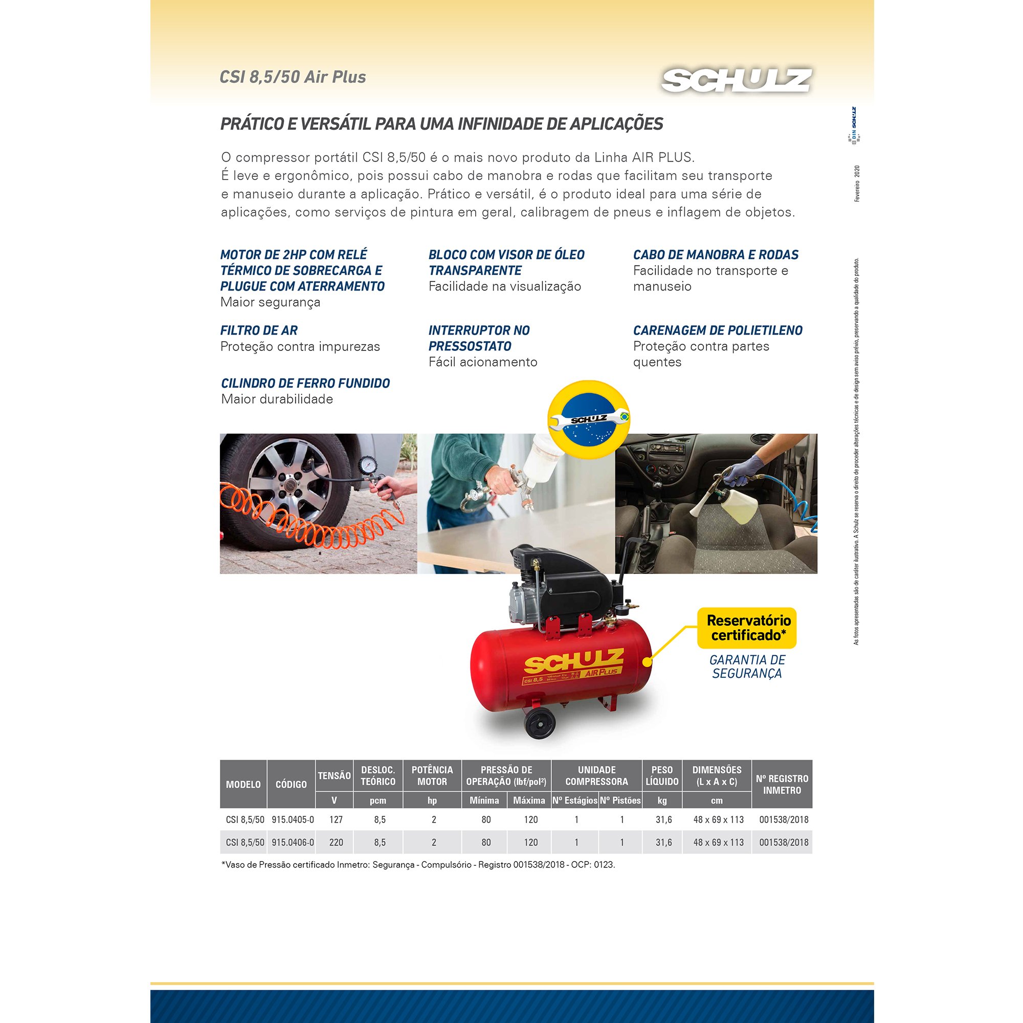 Compressor De Ar Elétrico Schulz Air Plus Csi 8,5/ 50l 110v ...