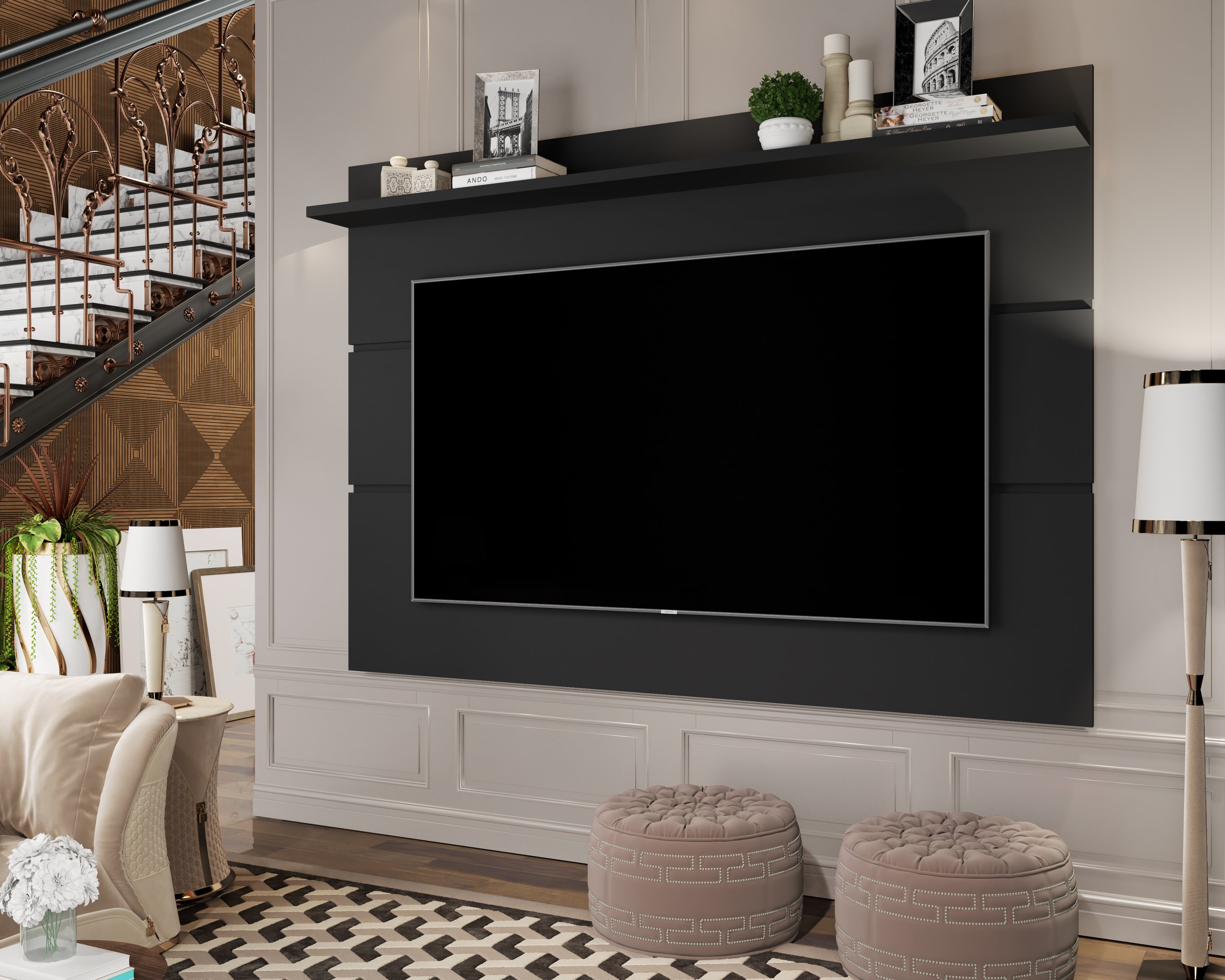 Painel P/ Tv Até 72" Vivare 1,80 New- Black Germai Móveis | MadeiraMadeira