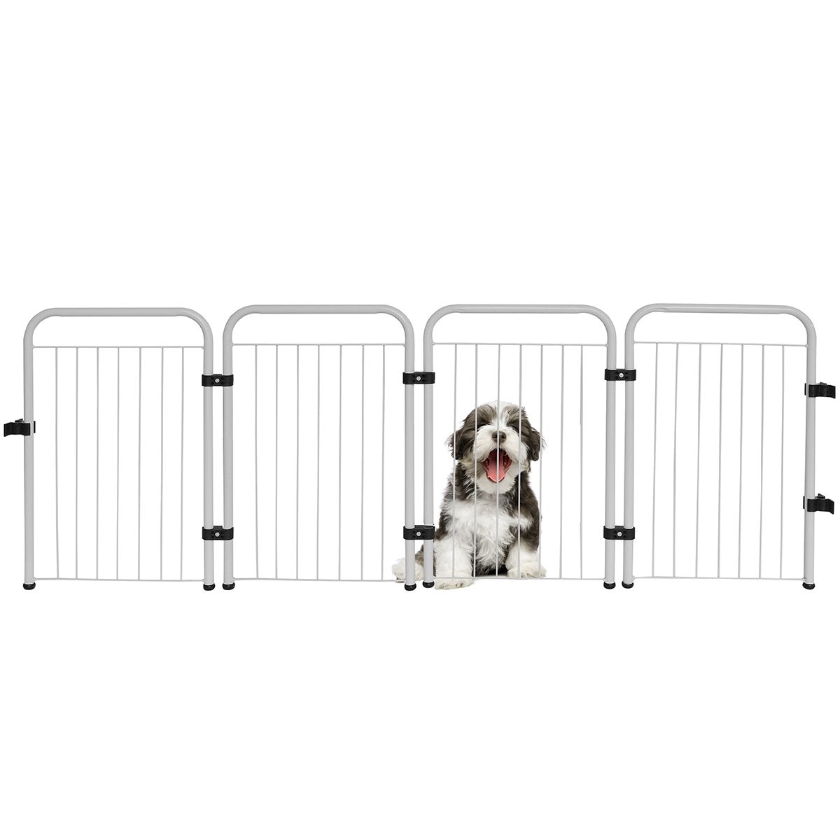 Cercado Pet Dobrável Portátil 4 Modulos Segurança Branco | MadeiraMadeira