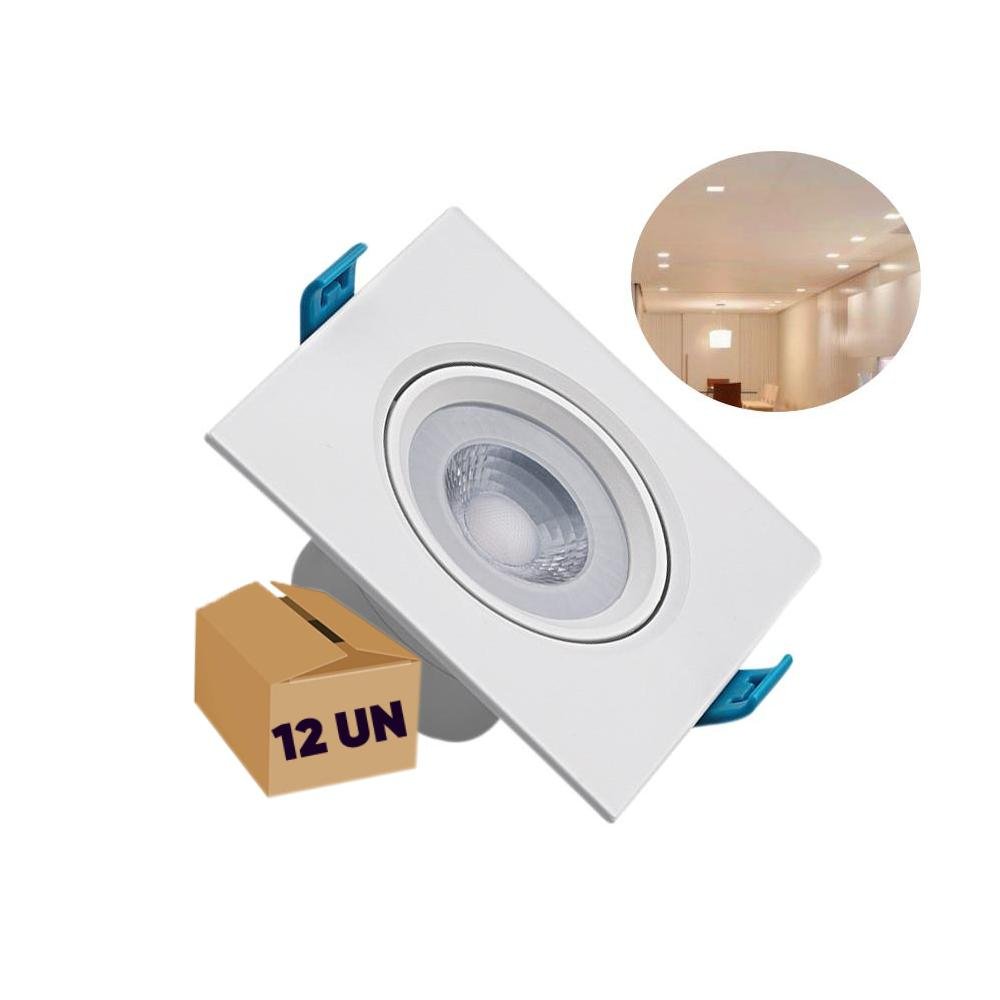 Kit 12 Spot Led Easy Mr16 Embutir Direcionável 4,5w 3000k Stella ...