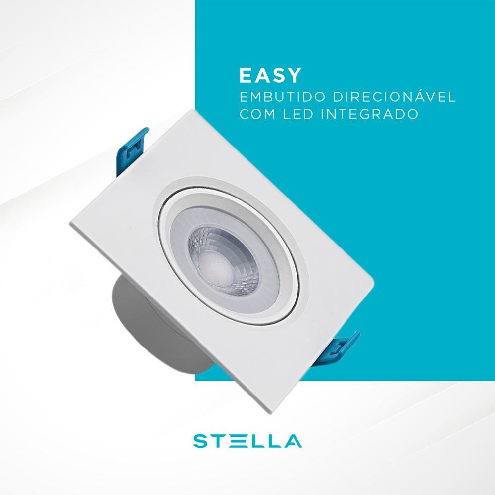 Kit 12 Spot Led Easy Mr16 Embutir Direcionável 4,5w 3000k Stella ...