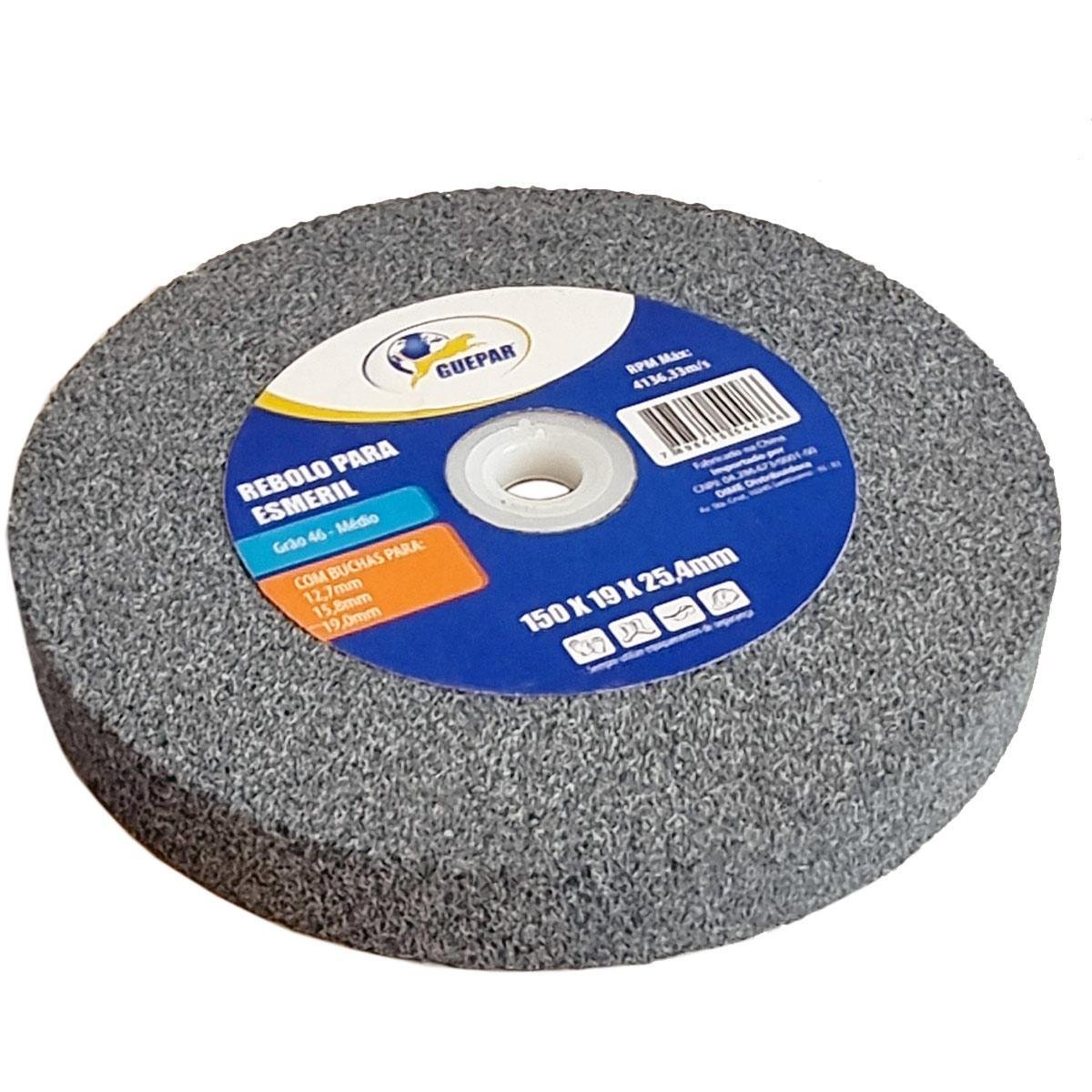 Rebolo para Esmeril 6 Pol. Grão 46 com 3 Buchas Profissional ...