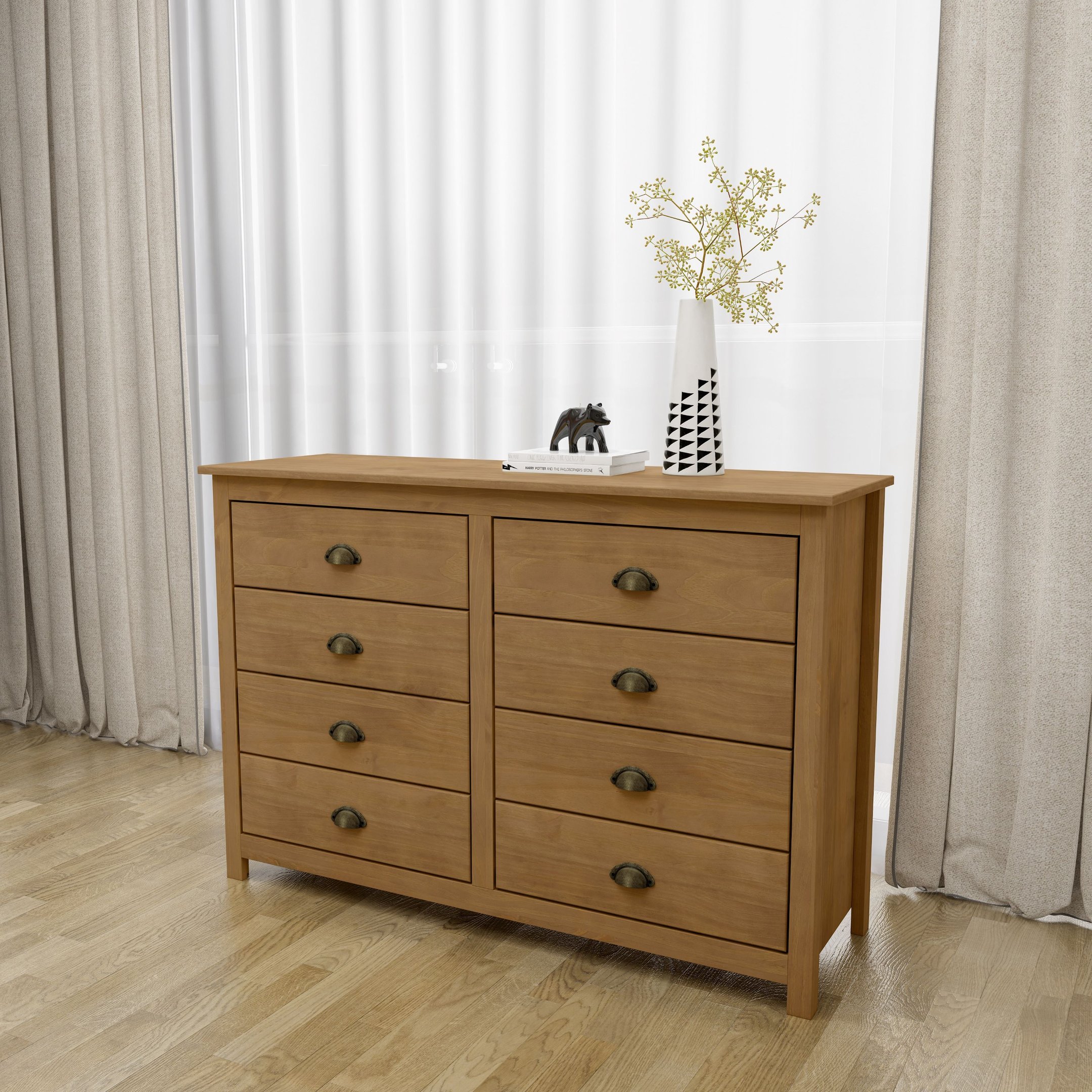 Cômoda 8 Gavetas Topázio 100% Madeira Maciça para Quarto | MadeiraMadeira
