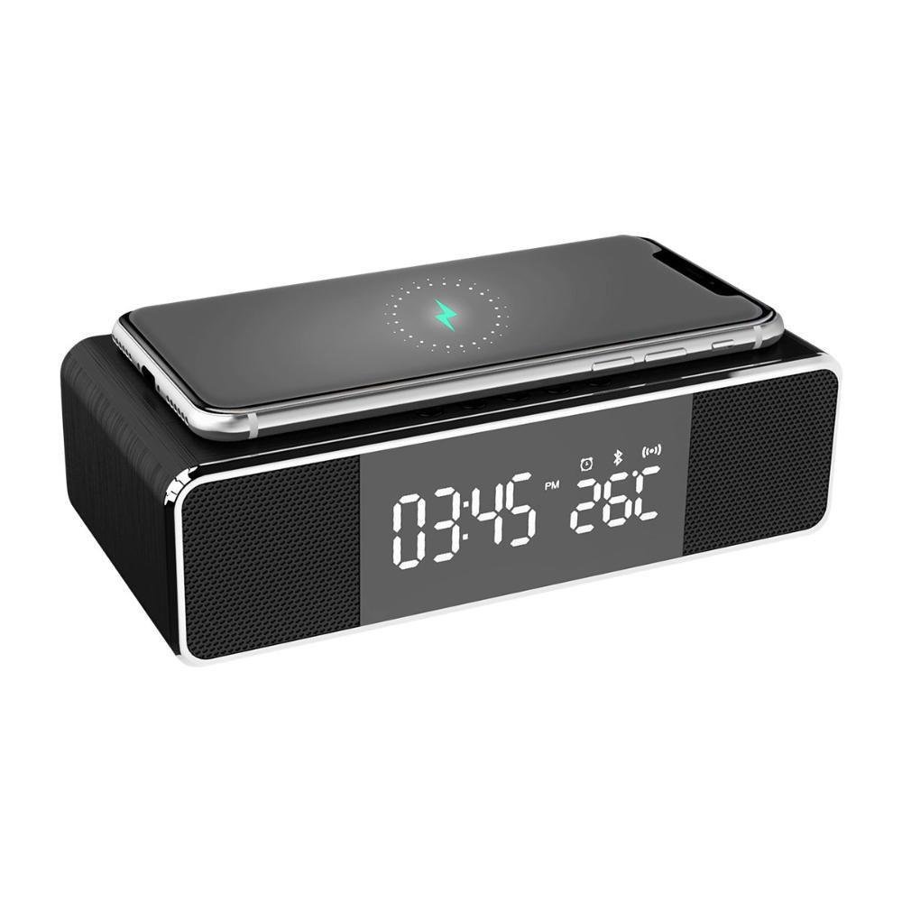 Radio Relógio Com Carregador Por Indução Qi e Som Bluetooth ...