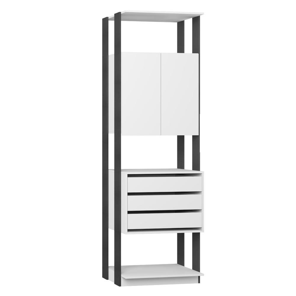 Estante Closet 1006 com 2 Portas 3 Gavetas Branco/Espresso | MadeiraMadeira