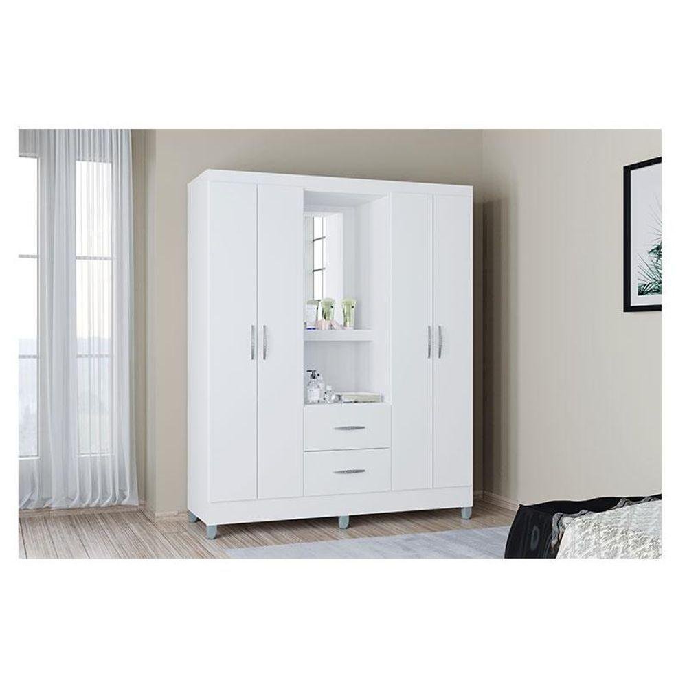 Guarda Roupa Solteiro Ambiente Cordoba 4 Portas Branco Brilho - Poquema ...