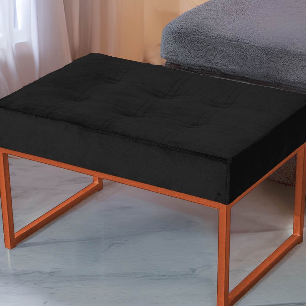 Puff Banqueta Retangular Karina Sala Estar Bronze/veludo:preto ...