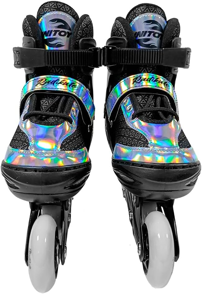 Patins Roller Inline Infantil com Luzes Led Preto/azul 34-37 ...