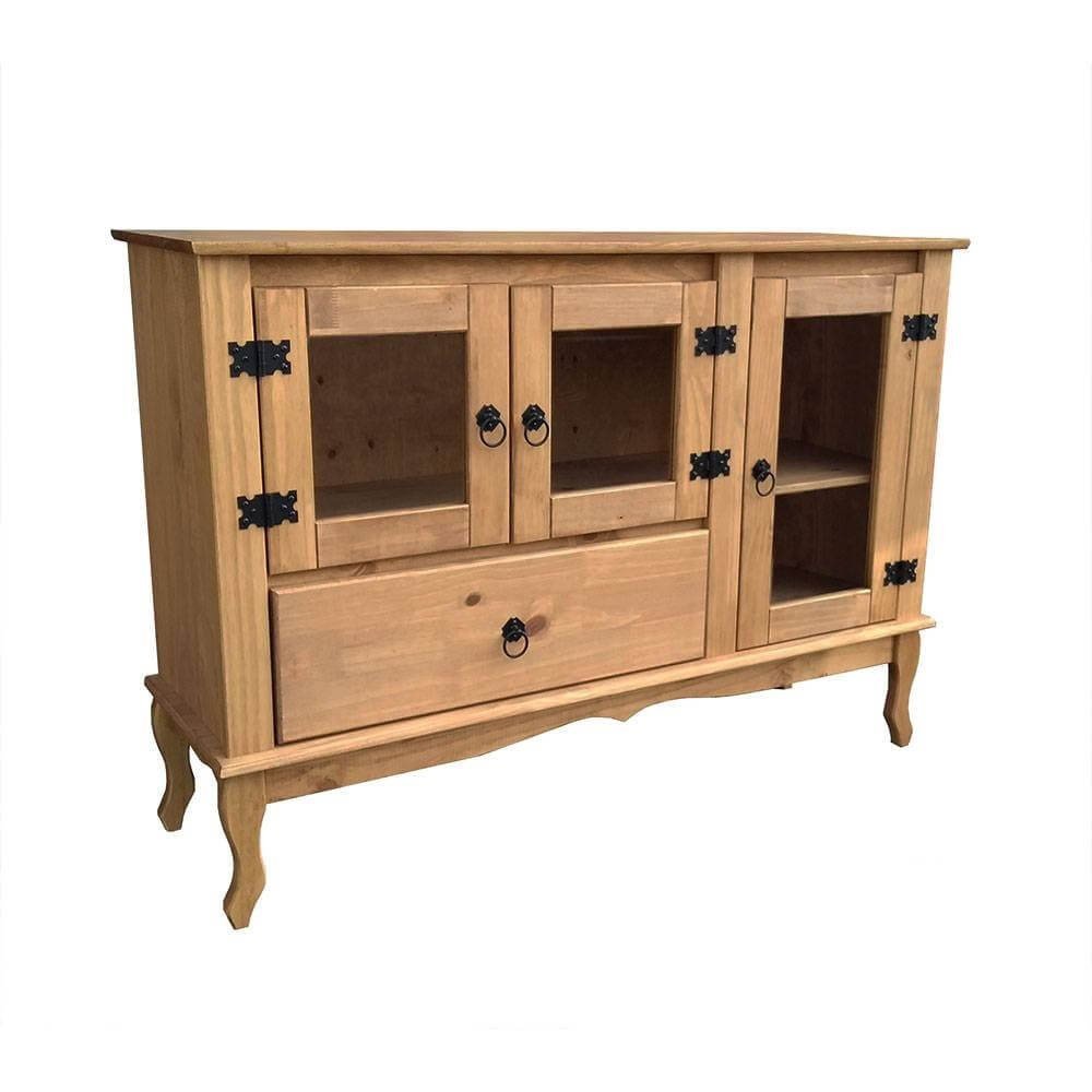 Balcão 3 Portas 1 Gaveta Rústico D125 - Mel | MadeiraMadeira