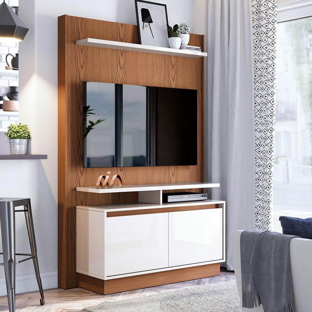 Estante Home para Tv até 50 Polegadas Compacto Freijó Off White Fit Imcal | MadeiraMadeira