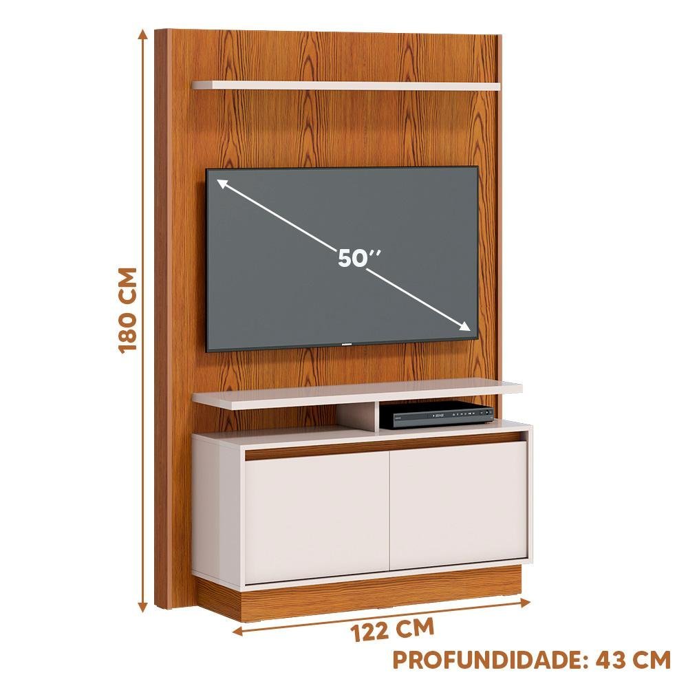 Estante Home para Tv até 50 Polegadas Compacto Freijó Off White Fit ...