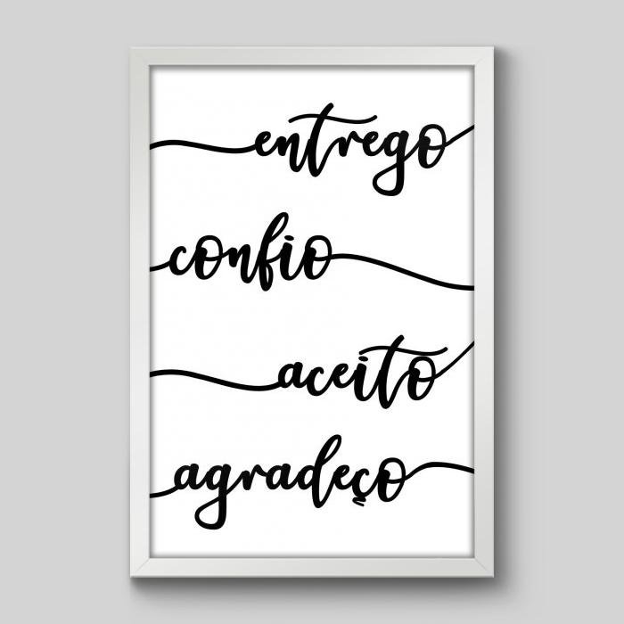 Quadro Frase Entrego Confio Aceito Agradec?o - 60x40cm - Moldura Padrão ...