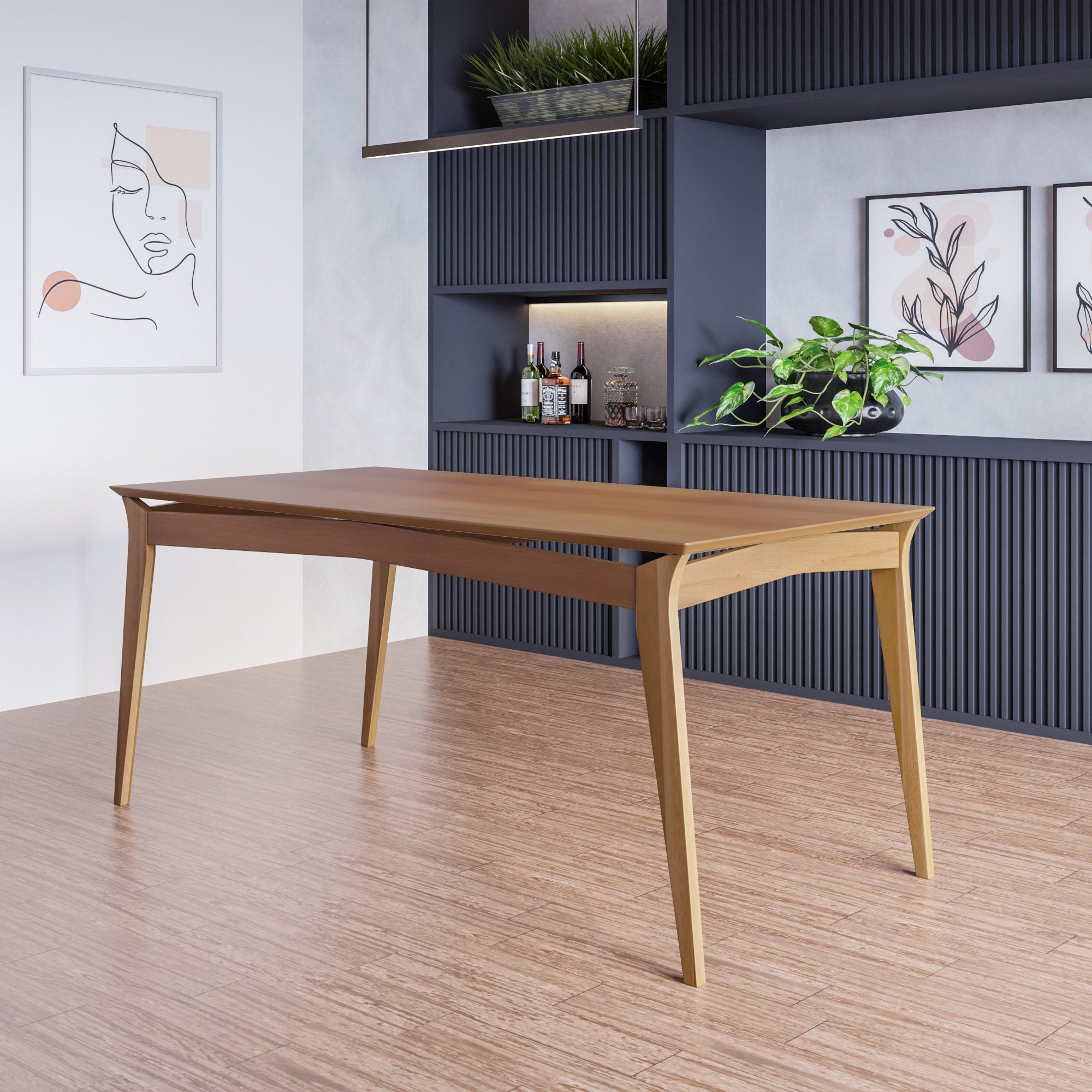 Mesa de Jantar Roma 6 Lugares 180cm Babus - Imbuia / Imbuia ...