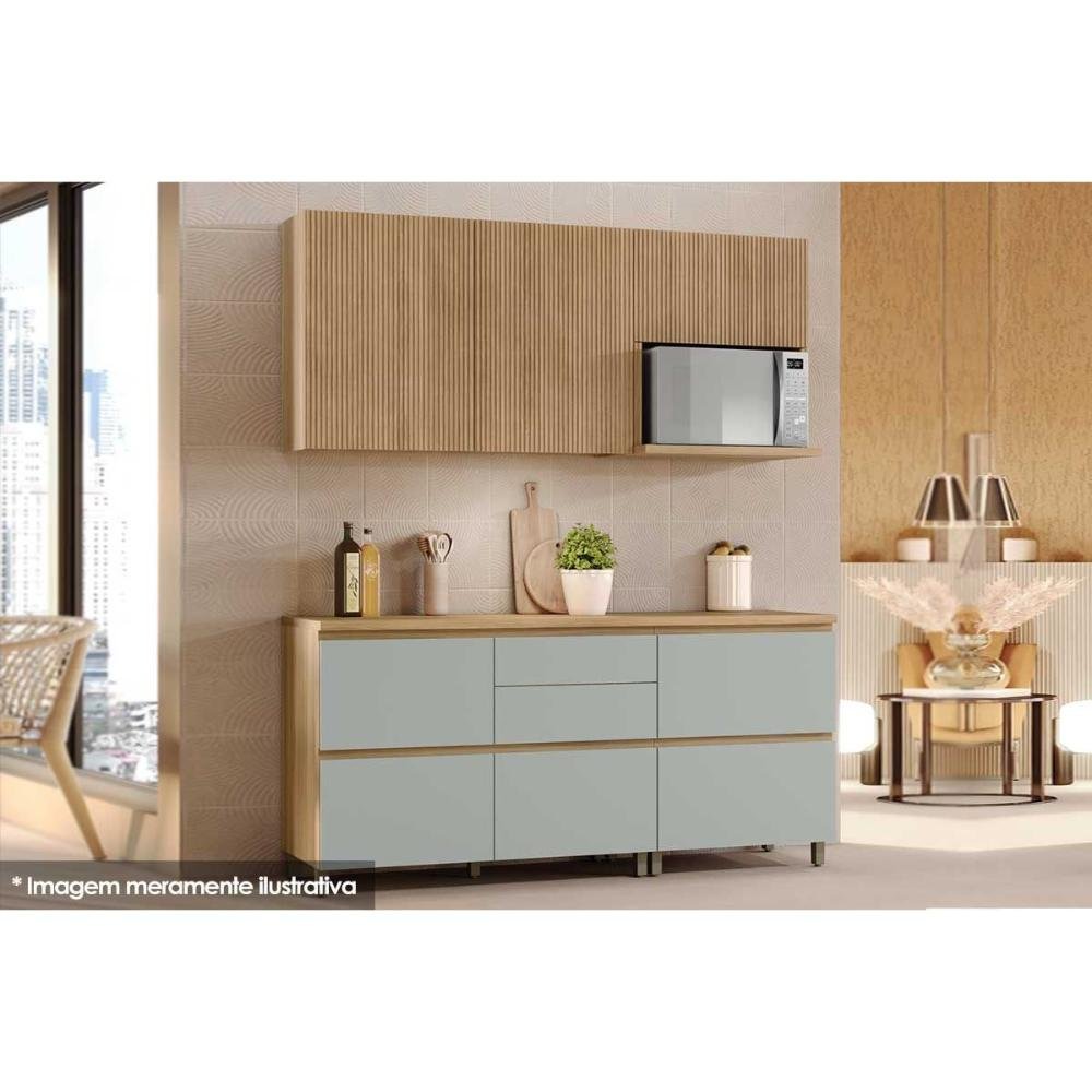Armário de Cozinha Modulado Completa Rainha 4 Peças Nature/Verde ...