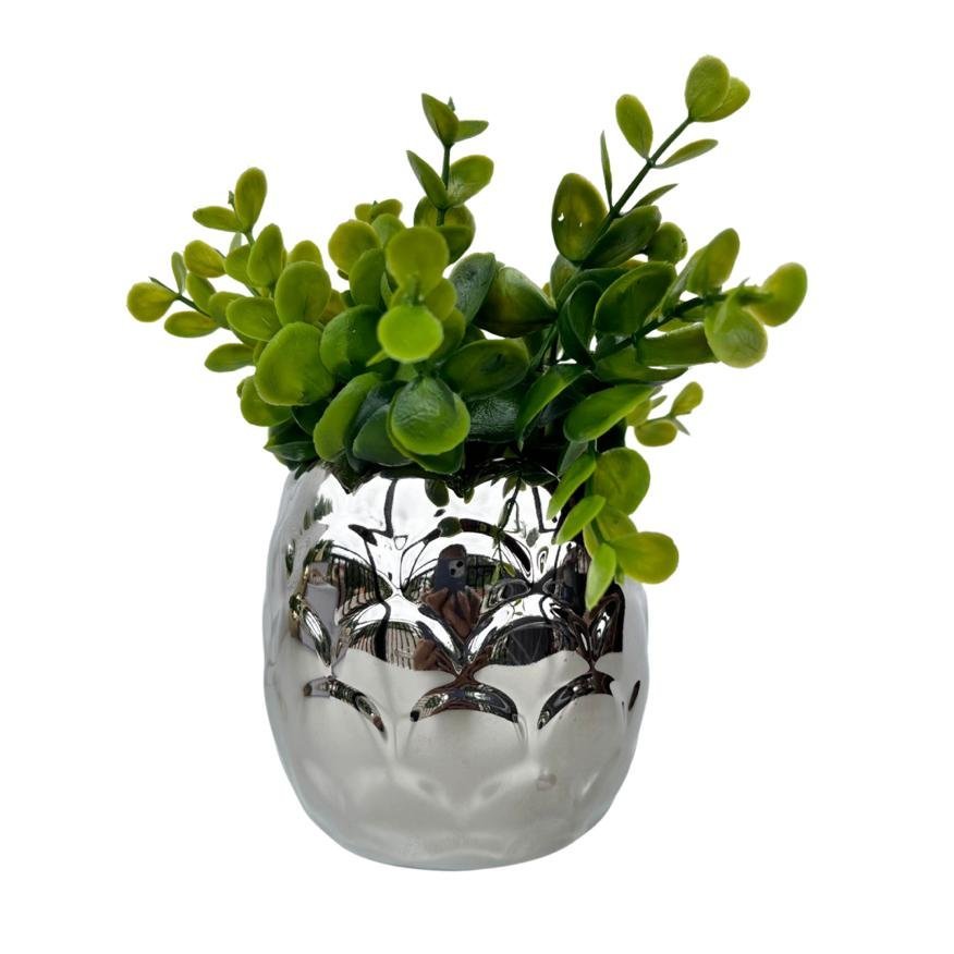 Vaso cachepot enfeite de mesa prata escama de cerâmica decor ...