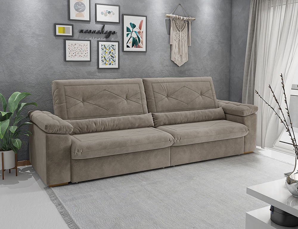 Sofá Retrátil Reclinável Alana Plus MT Castor 2L 2,36m | MadeiraMadeira