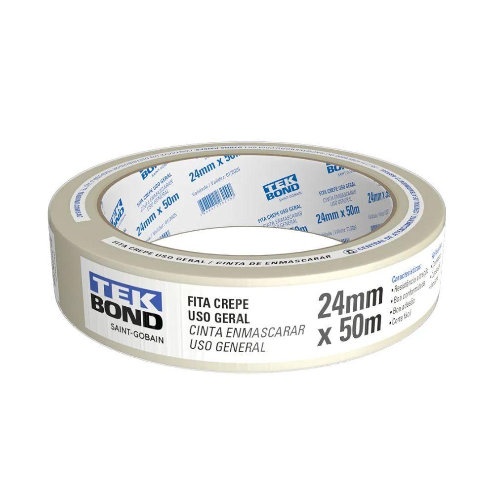 Fita Crepe Uso Geral 24mm X 50m com 5 Rolos Tekbond | MadeiraMadeira