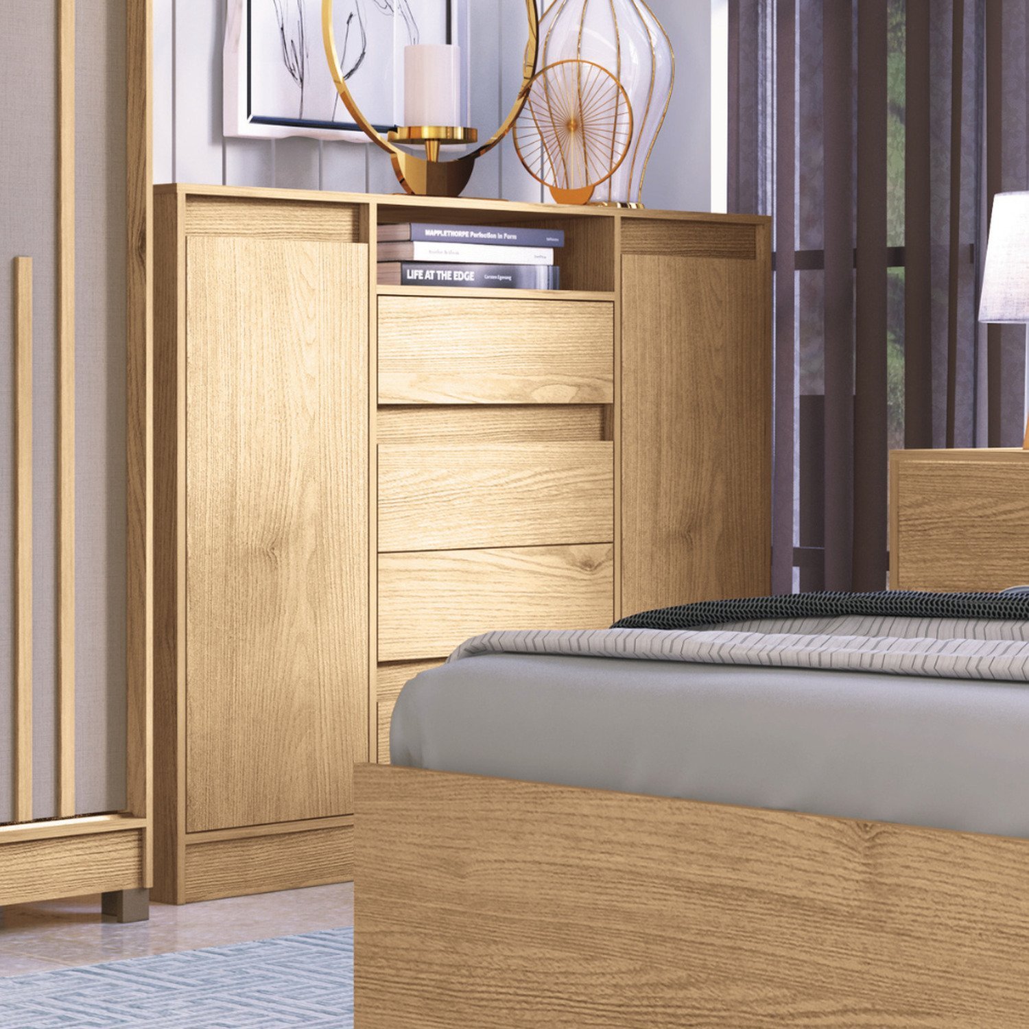 Cômoda 4 Gavetas 2 Portas Alba para Quarto | MadeiraMadeira