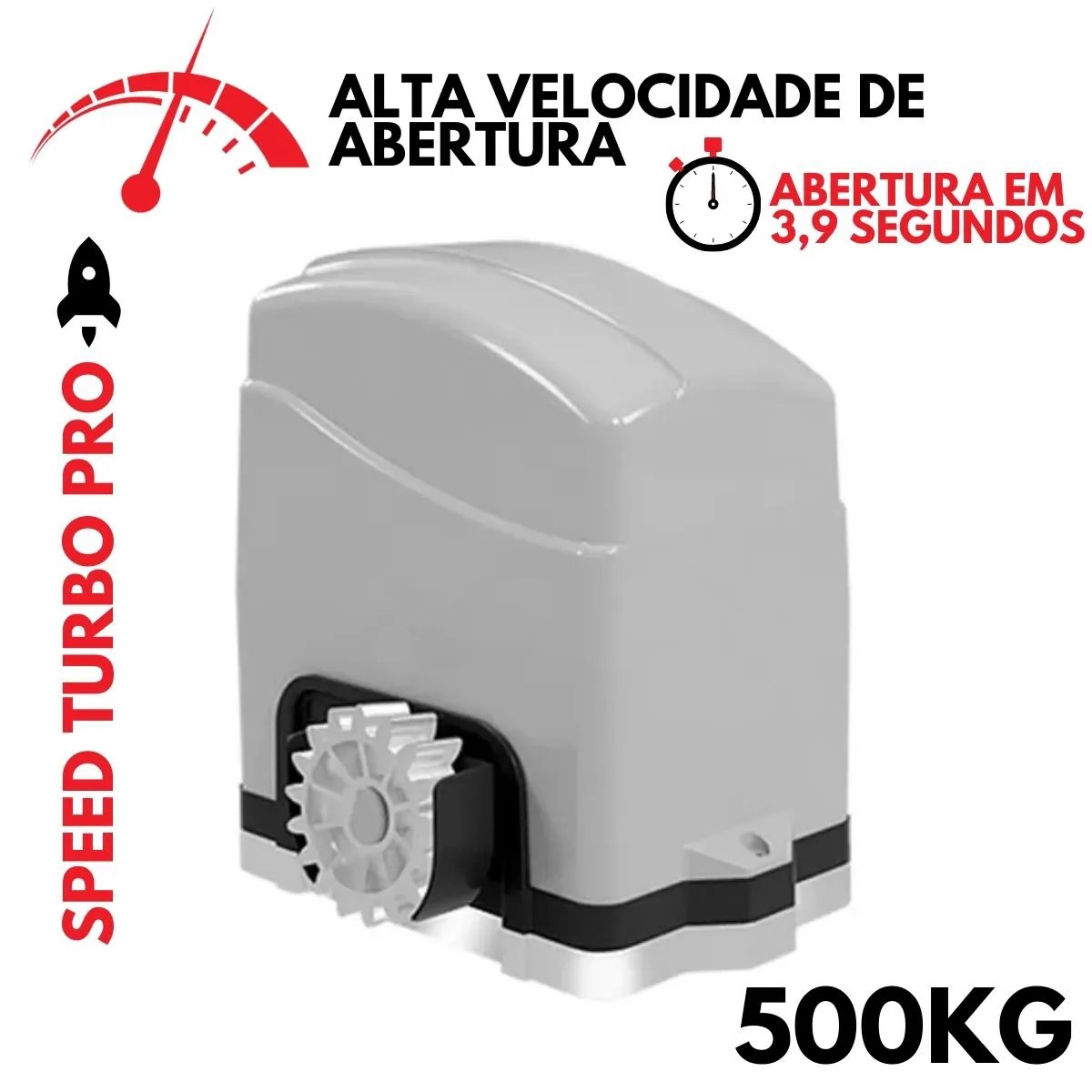 Moto Portão Eletrônico Speed Turbo Pro Cremalheira 4 Metros + Módulo ...