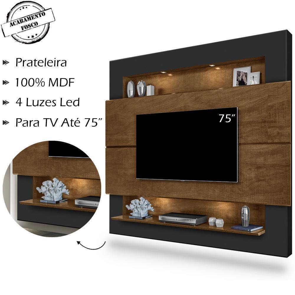 Painel Tv 75'' 217cm Mdf 01506002 Malbec Preto Malbec Preto | MadeiraMadeira
