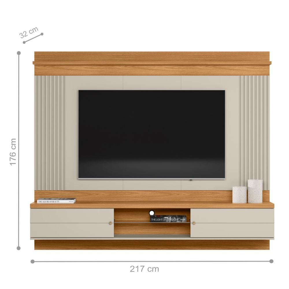 Painel Home para TV Ripado Liege Nature Off-White | MadeiraMadeira
