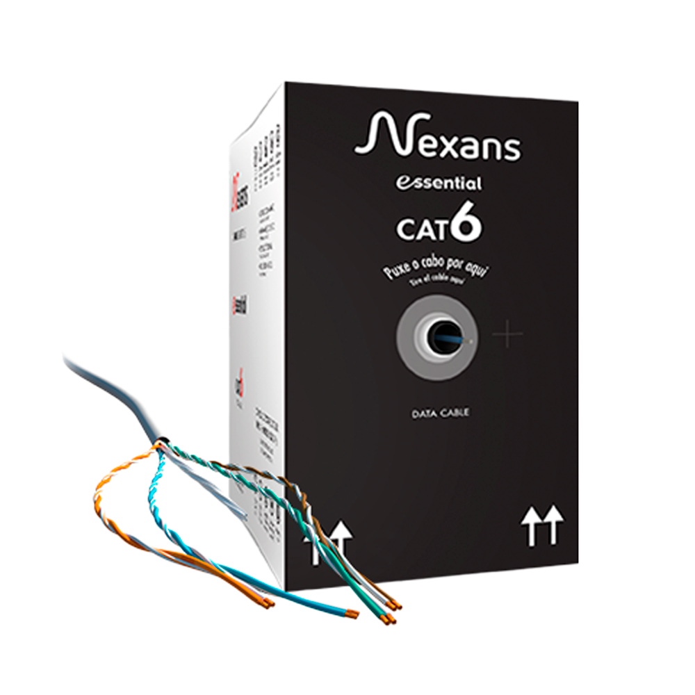 Cabo de Rede Cat6 Utp 250mhz Classe e 1gbits Nexans Essential Cinza 305 Metros | MadeiraMadeira