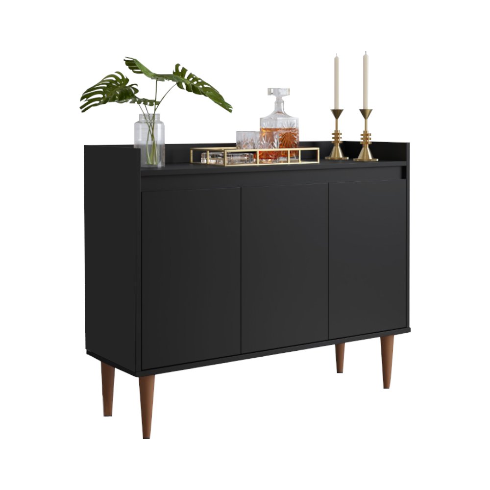 Buffet Retrô 3 Portas Vintage - Preto | MadeiraMadeira