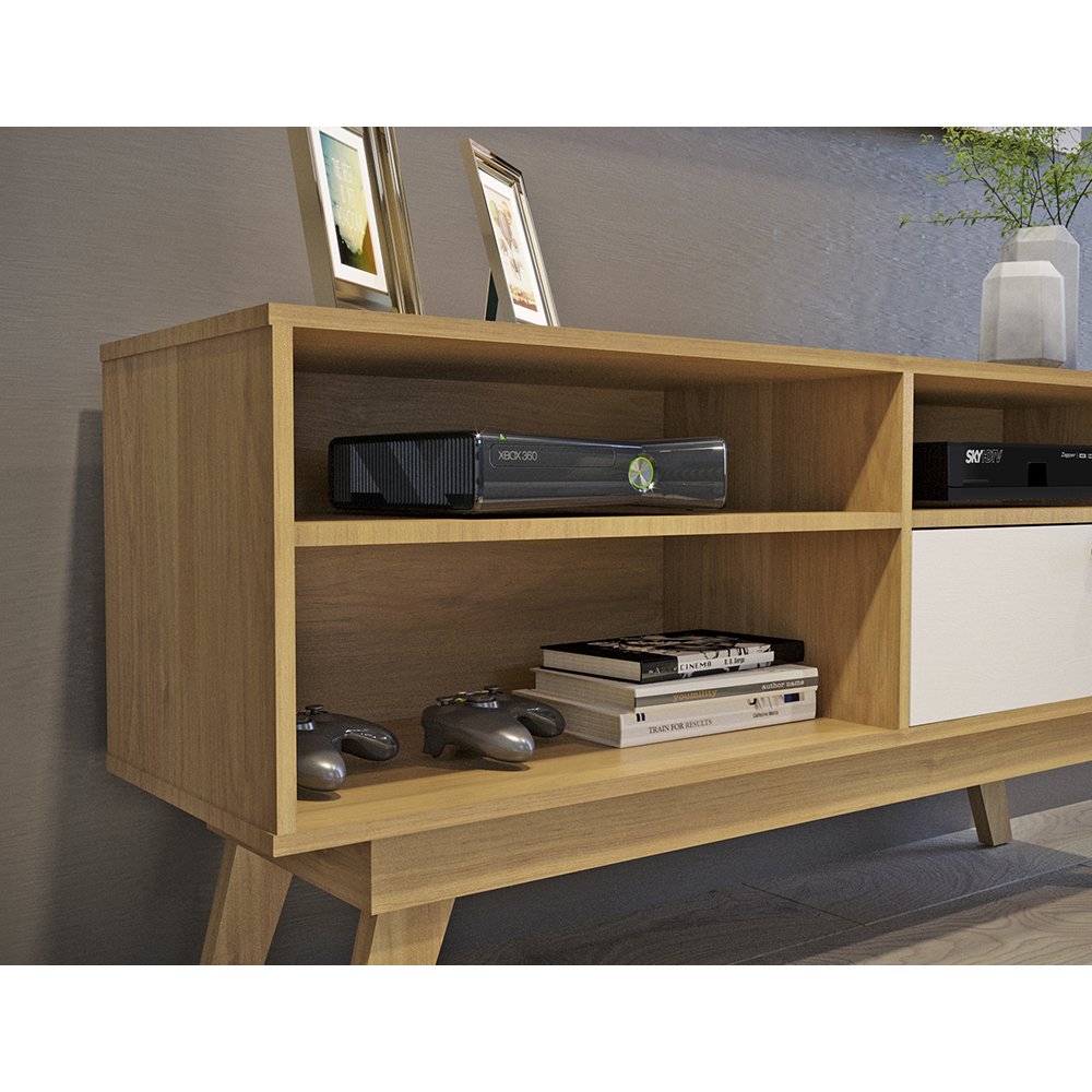 Rack Houston 1 Porta com Painel America Cinamomo/Off white Valde Moveis ...