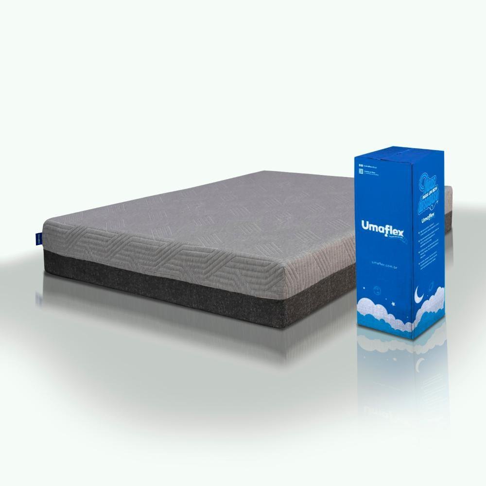 Colchão Queen Size 158 x 198 x 25 Branco e Azul Umaflex Fit Visco Na ...