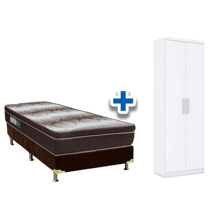 Cama Box Solteiro CRC + Ortopédico Ortobom + Armário Multiuso Margarida ...