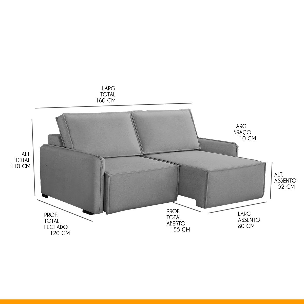 Sofá Retrátil 3 Lugares Premium 180 Cm Mola Ensacada Reclinável Linho ...