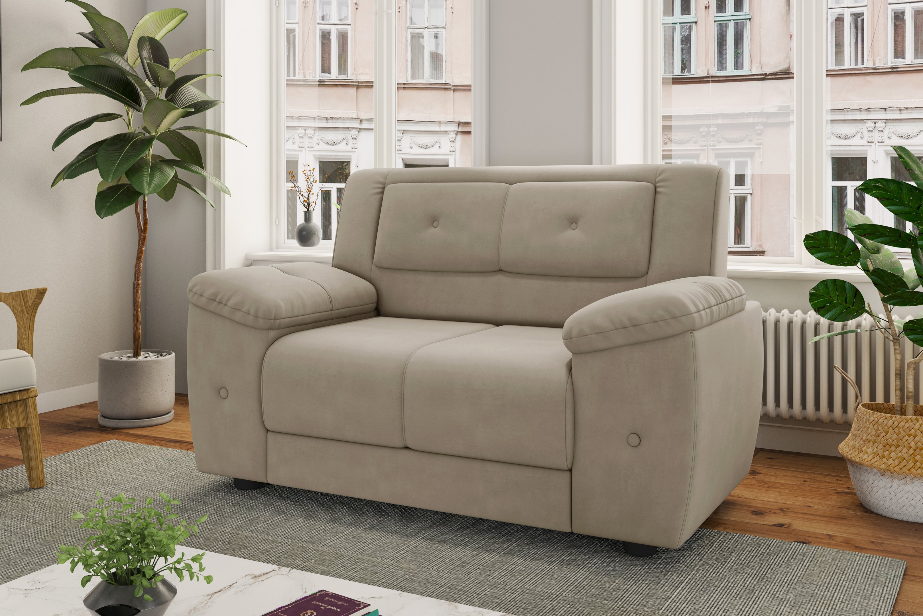 Sofá Ravena Suede Veludo 2 Lugares - Capuccino XFlex Sofás | MadeiraMadeira