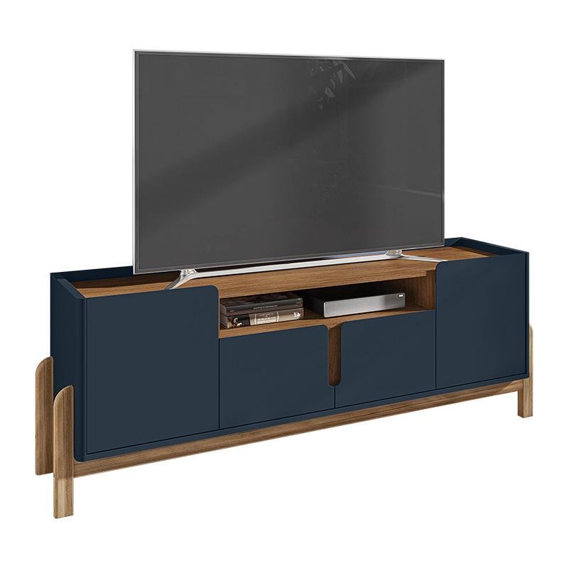 Rack Sala Lizz para TV até 60 Polegadas com 4 Portas Azul Cobalto/Cedro ...