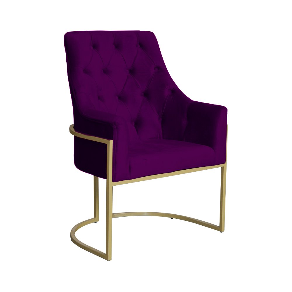 Poltrona Decorativa Vick Veludo Roxo - Montanaris Decor | MadeiraMadeira