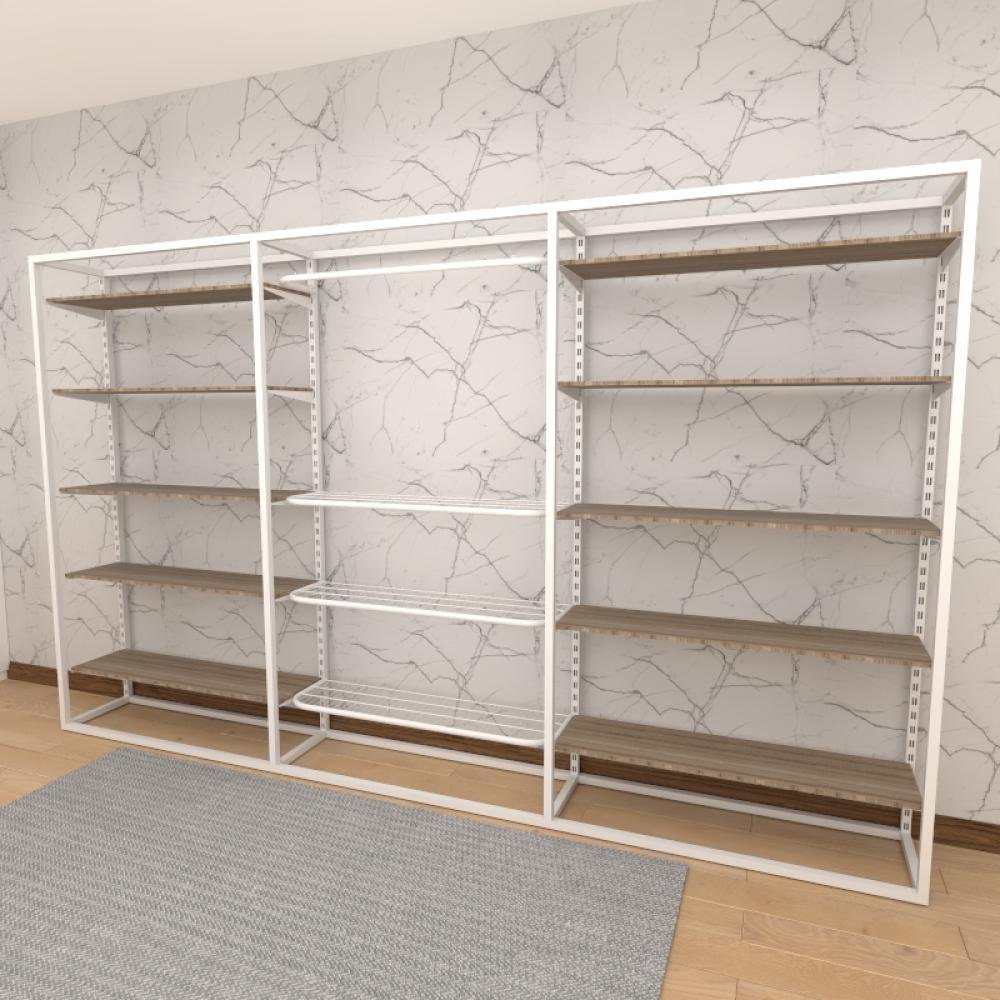 Arara closet, estilo industrial, guarda roupas aberto com 37 peças ...