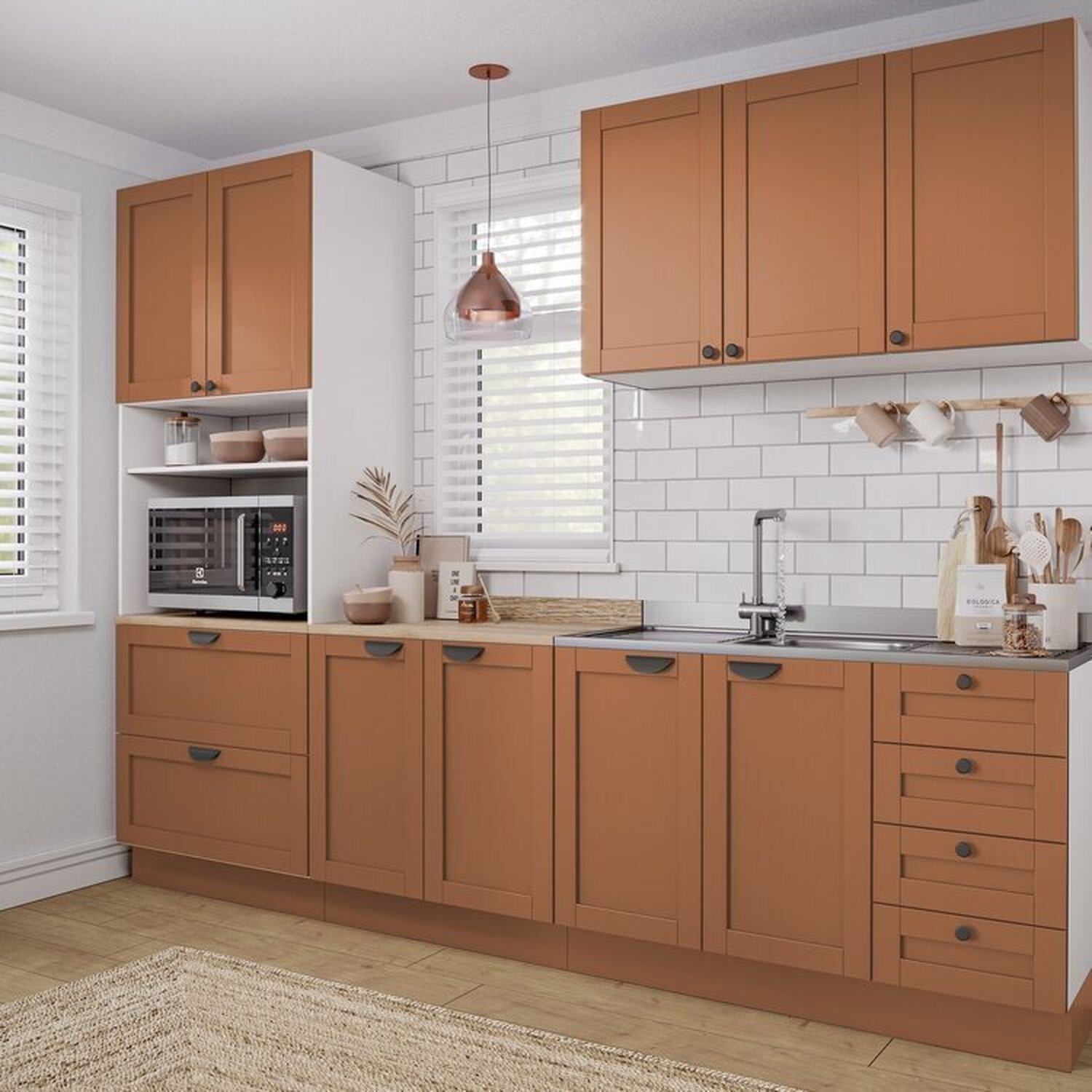 Cozinha Modulada 4 Peças 1 Torre Microondas 1 Aéreo 2 Balcões Arizona ...