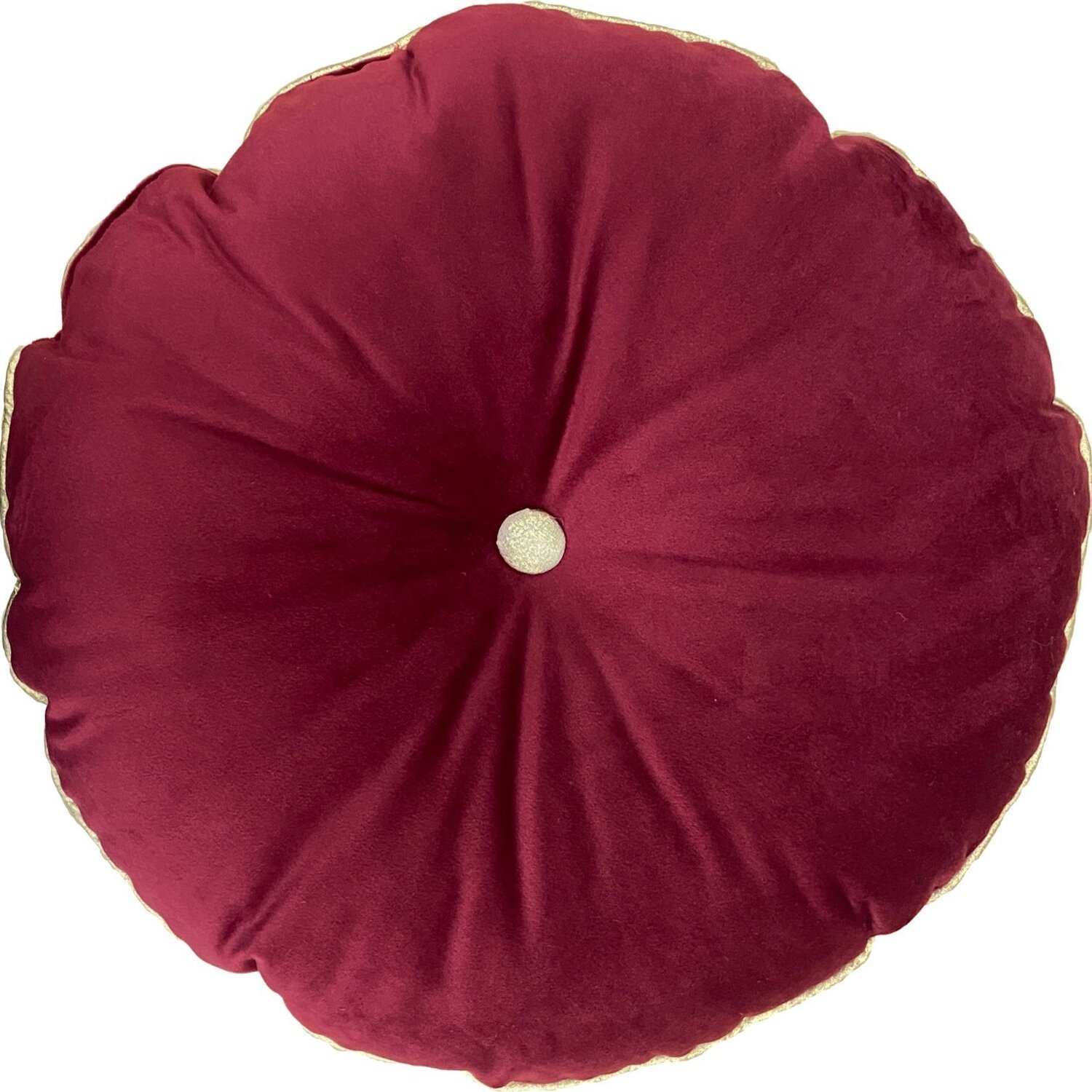 Almofada Redonda com Botão e Cordonê Bordô 40cm | MadeiraMadeira